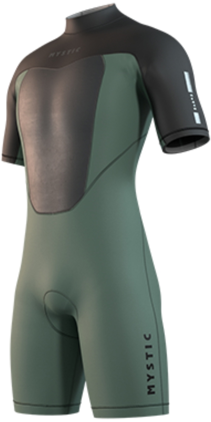 2025 Mystic Mens Brand 3/2mm Back Zip Shorty Wetsuit 35000 250035 - Dark Olive - | Wetsuit Outlet